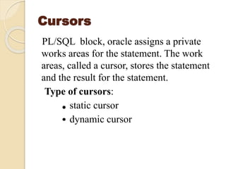 Oracel CURSOR AND EXCEPTIONS | PPTX