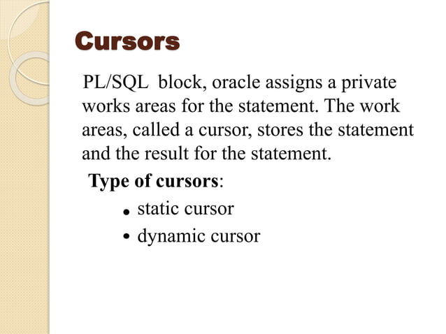 Oracel CURSOR AND EXCEPTIONS | PPT