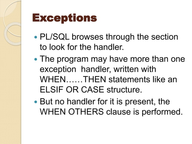 Oracel CURSOR AND EXCEPTIONS | PPT