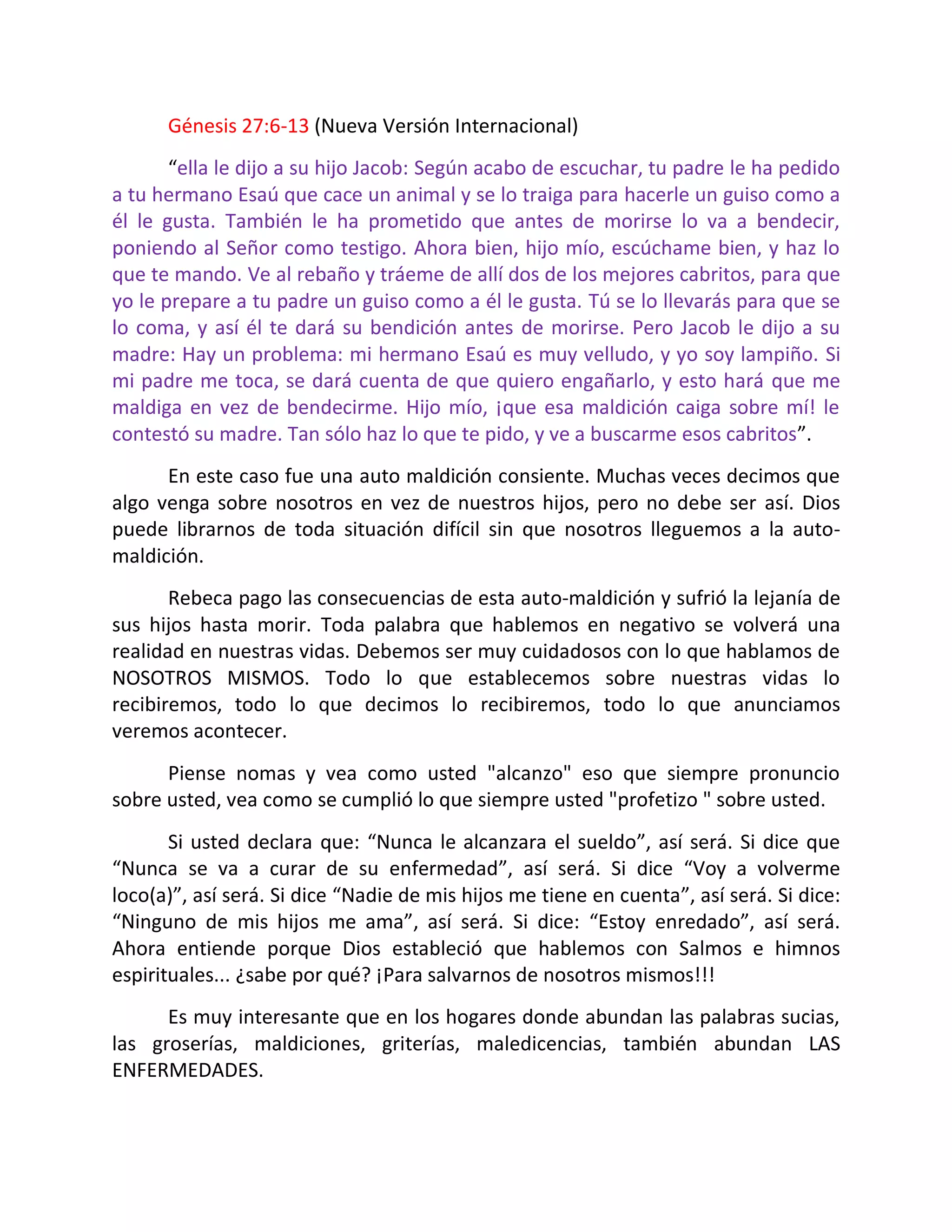 Oración para romper maldiciones impuestas | PDF