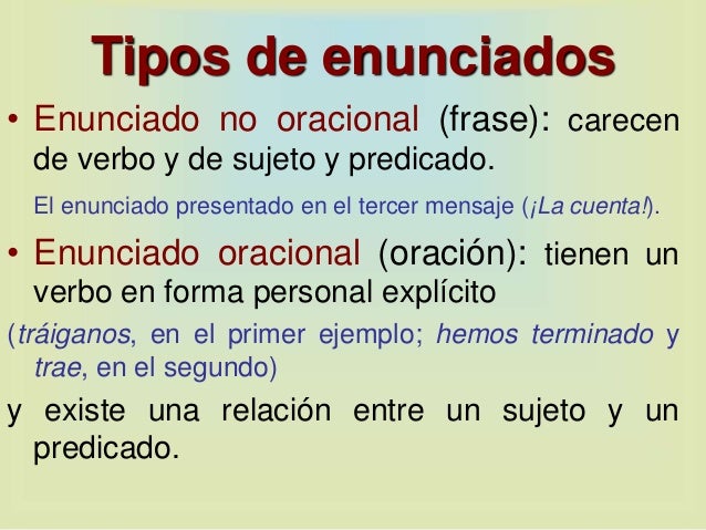 Ejemplos De Enunciados Oracionales Y No Oracionales 1ºbto Tema 7