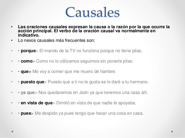 Ejemplos De Oraciones Causales - abstractor