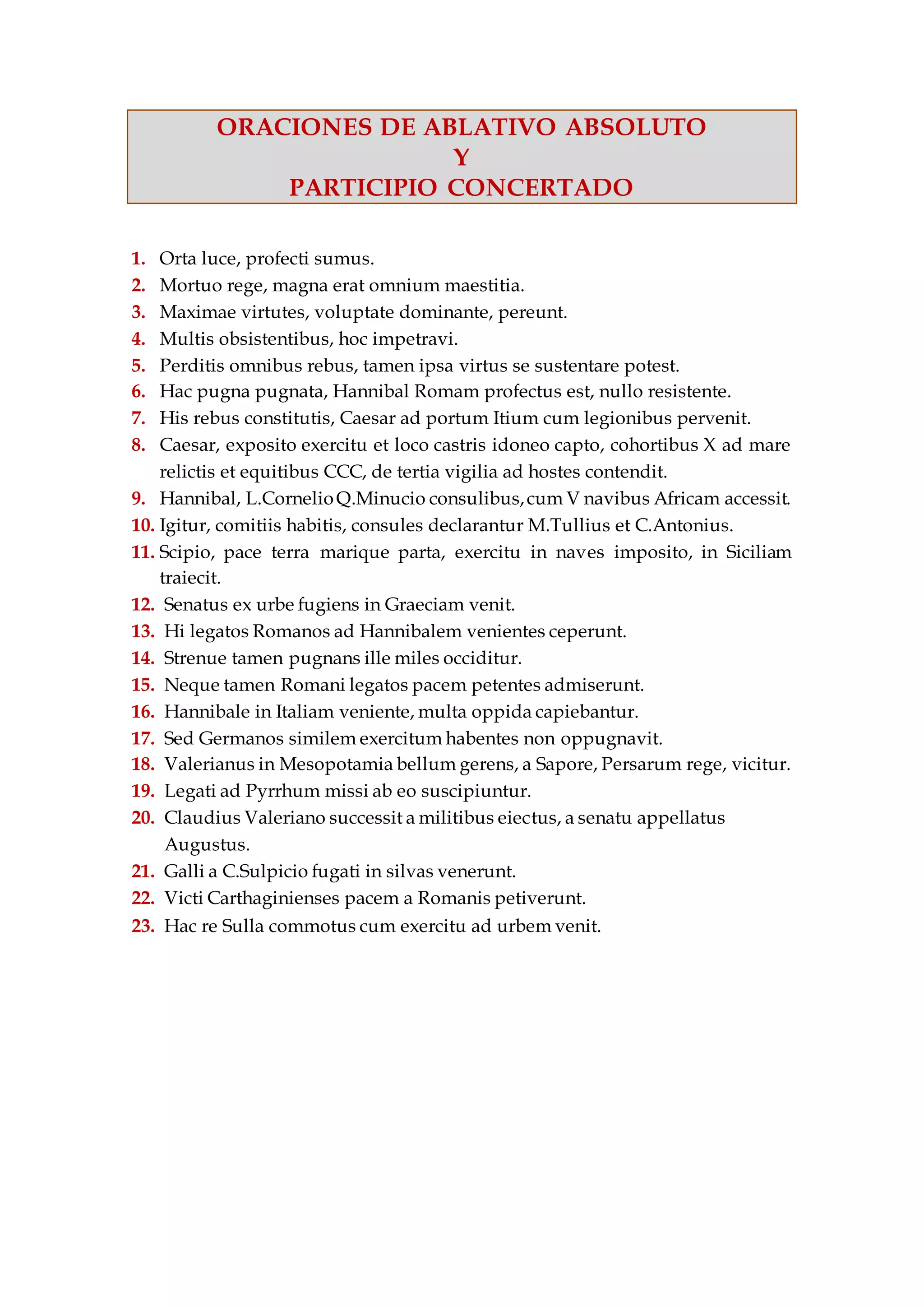 Oraciones de ablativo absoluto | DOCX