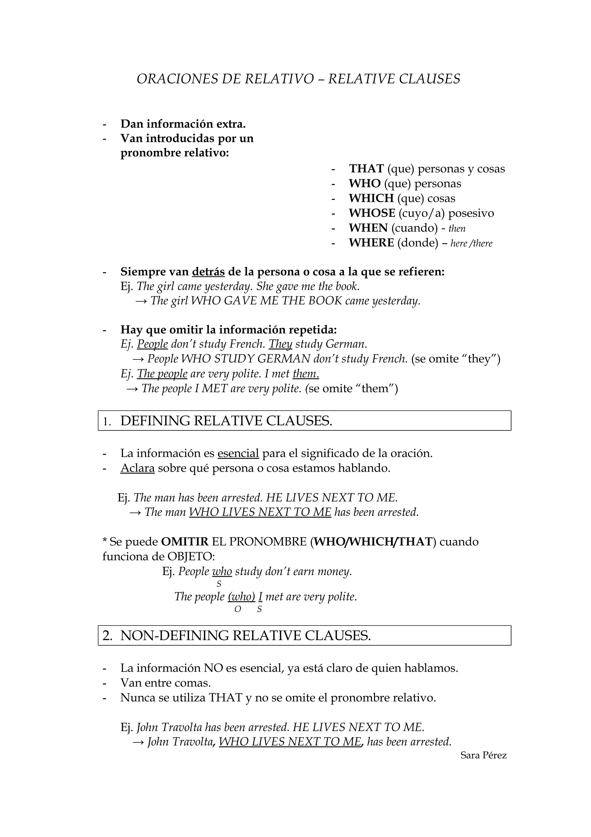 Oraciones de relativo | PDF