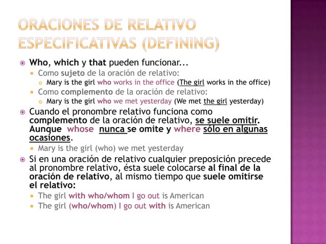 Oraciones de relativo en inglés | PPT