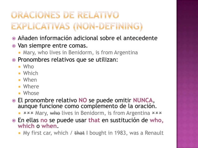 Oraciones de relativo en inglés | PPT