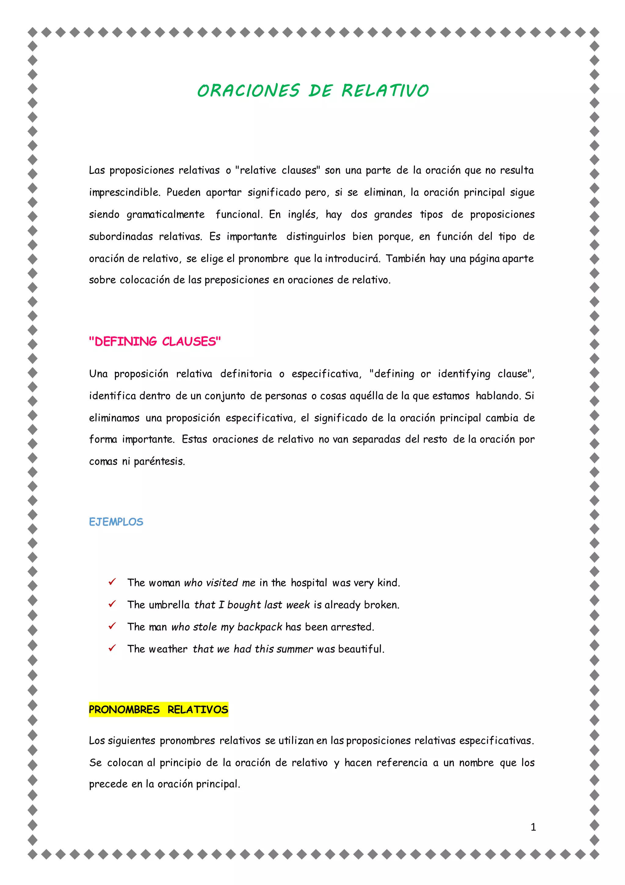 Oraciones de relativo | PDF