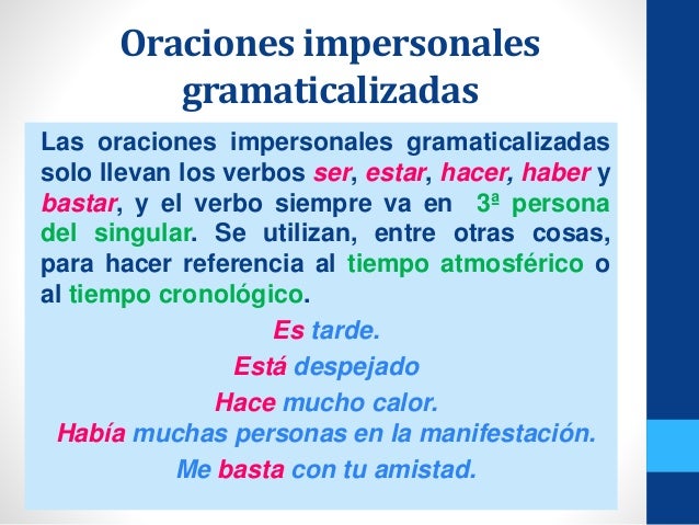 Oraciones impersonales