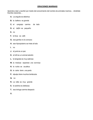 Oraciones marinas en word | DOCX