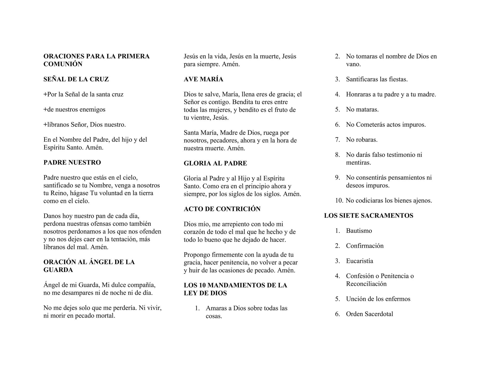 Oraciones Para La Primera Comunion Catolica