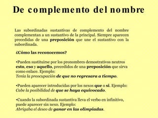 Oraciones Sustantivas | PPT