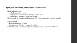 Oraciones transitivas e intransitivas | PPTX