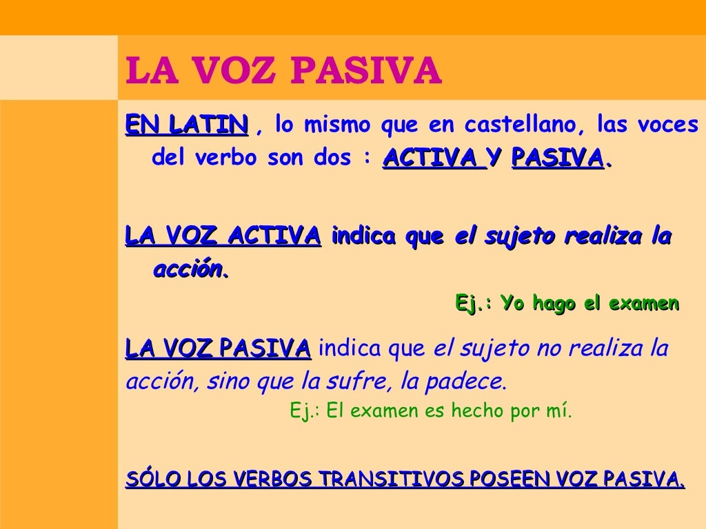 Oracion Pasiva en latín