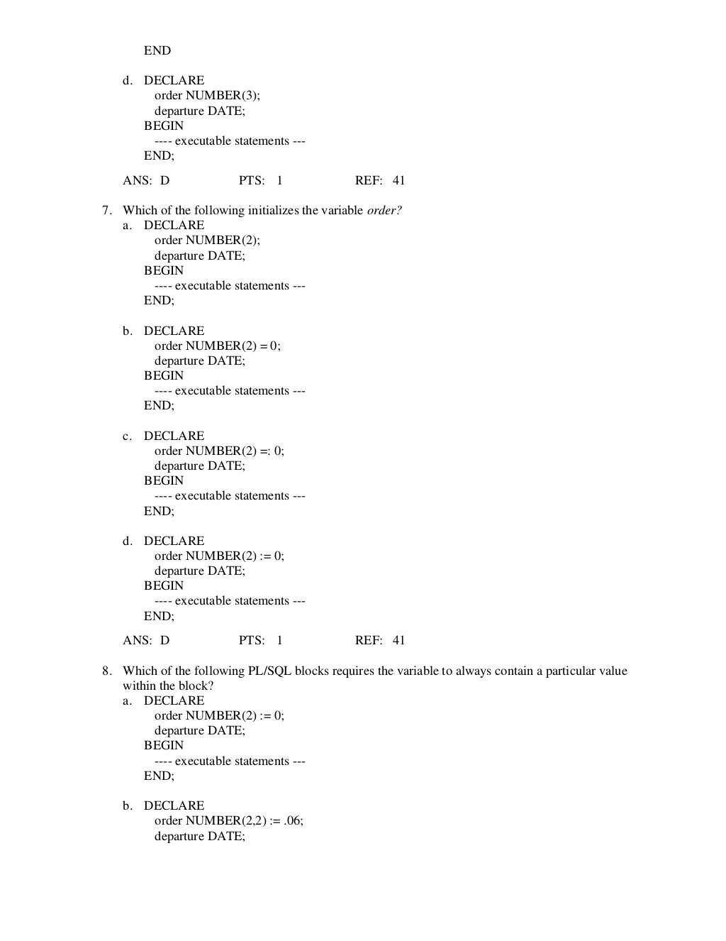Oracle 11g Pl Sql Programming 2nd Edition Casteel Test Bank