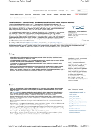 TDIC Oracle ERP - Oracle Customer Success Story | PDF