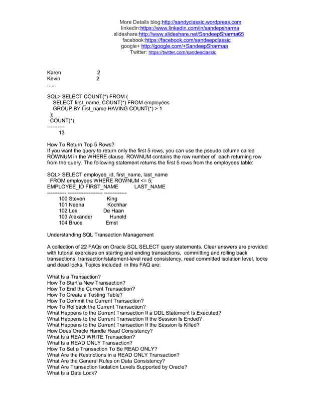 Oracle Complete Interview Questions