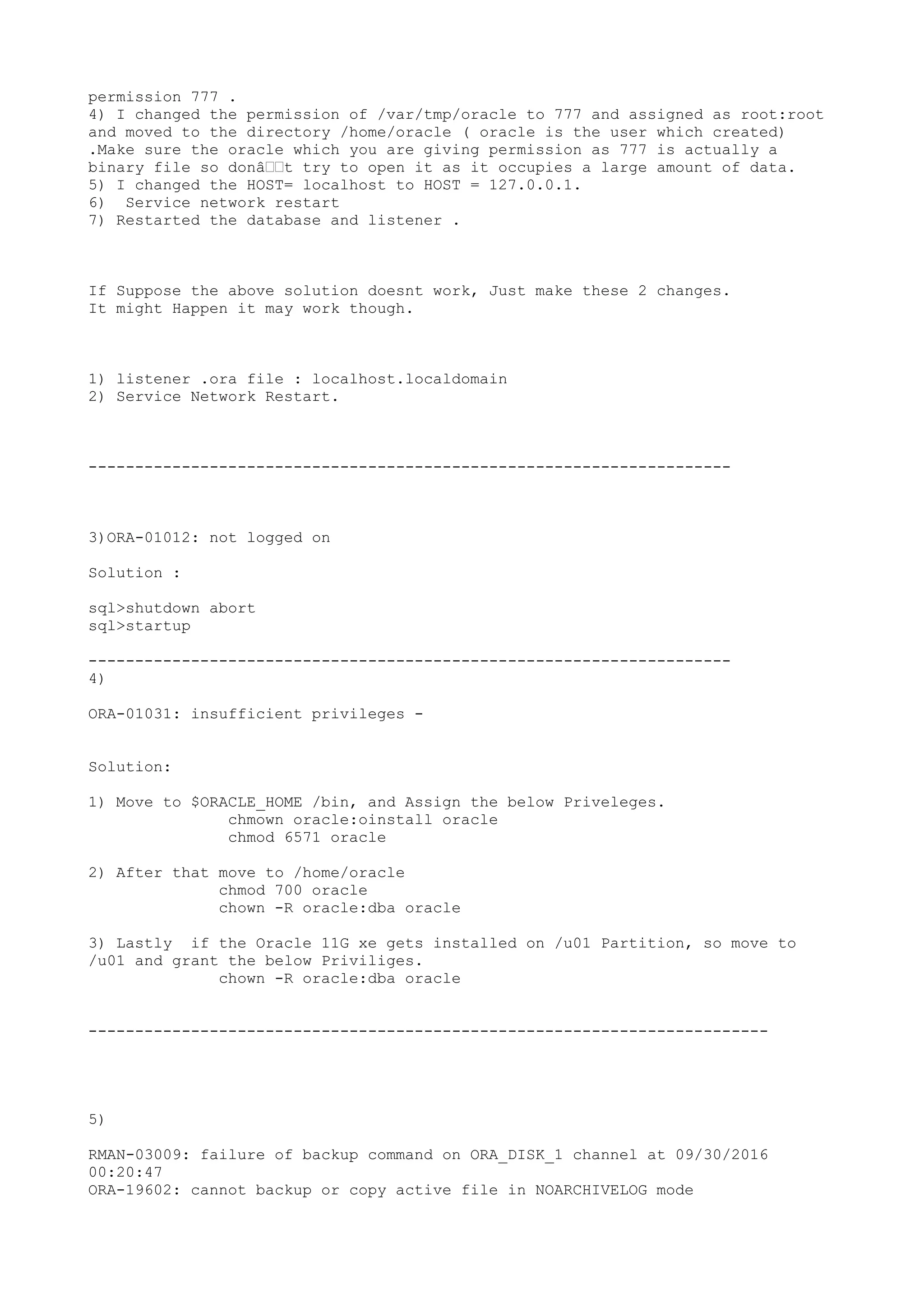 Oracle Ora Errors Txt Operating Systems Computer Software And Applications