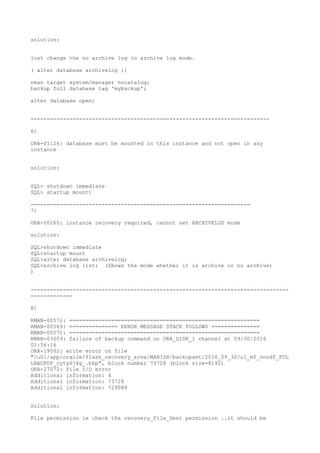 Oracle ORA Errors | TXT