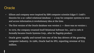 Larry Ellison, the wisdom behind Oracle | PPTX