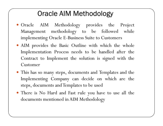 Oracle aim-project-management-methodology | PDF