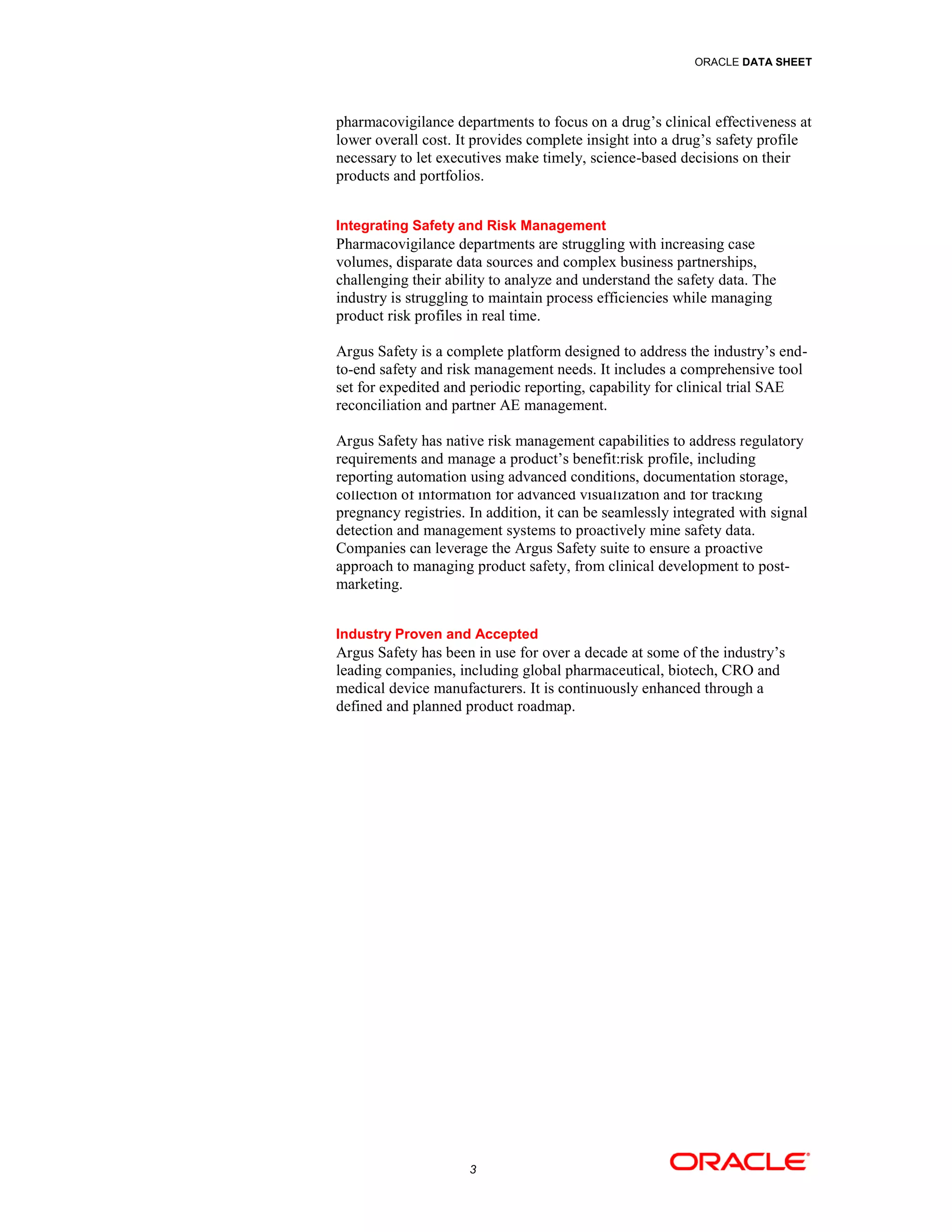 Safety and Pharmacovigilance System: Oracle Argus Safety Suite | PDF