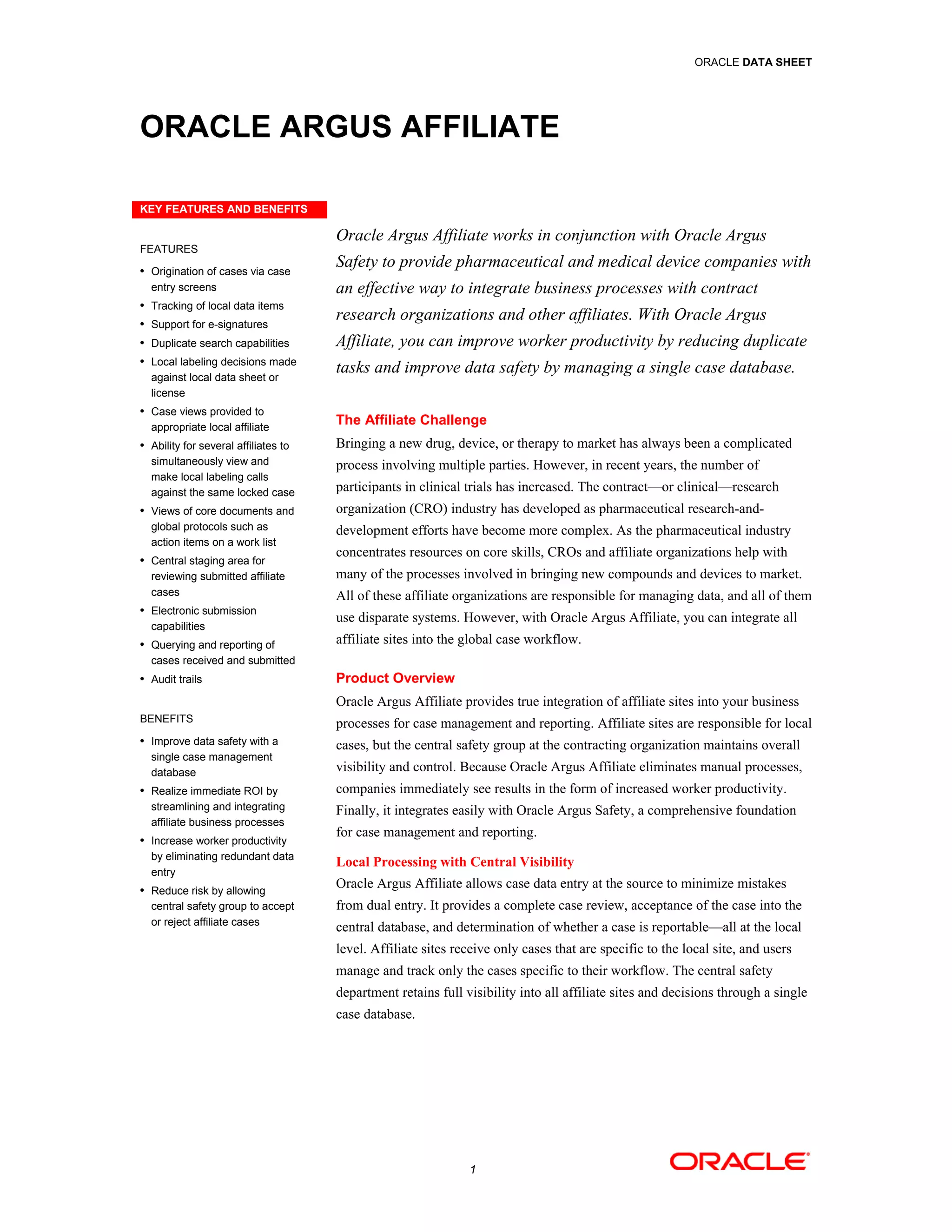 Safety and Pharmacovigilance System: Oracle Argus Safety Suite | PDF