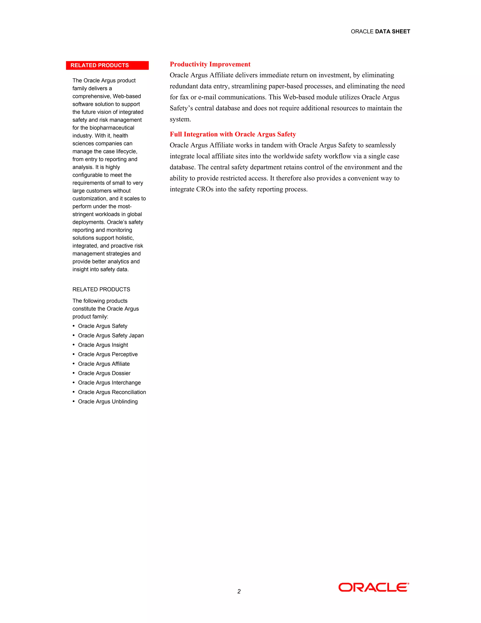 Safety and Pharmacovigilance System: Oracle Argus Safety Suite | PDF