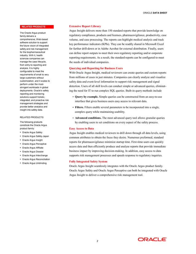 Safety and Pharmacovigilance System: Oracle Argus Safety Suite | PDF ...
