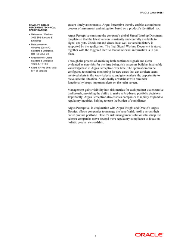 Safety and Pharmacovigilance System: Oracle Argus Safety Suite | PDF | Pharmaceutical Industry ...