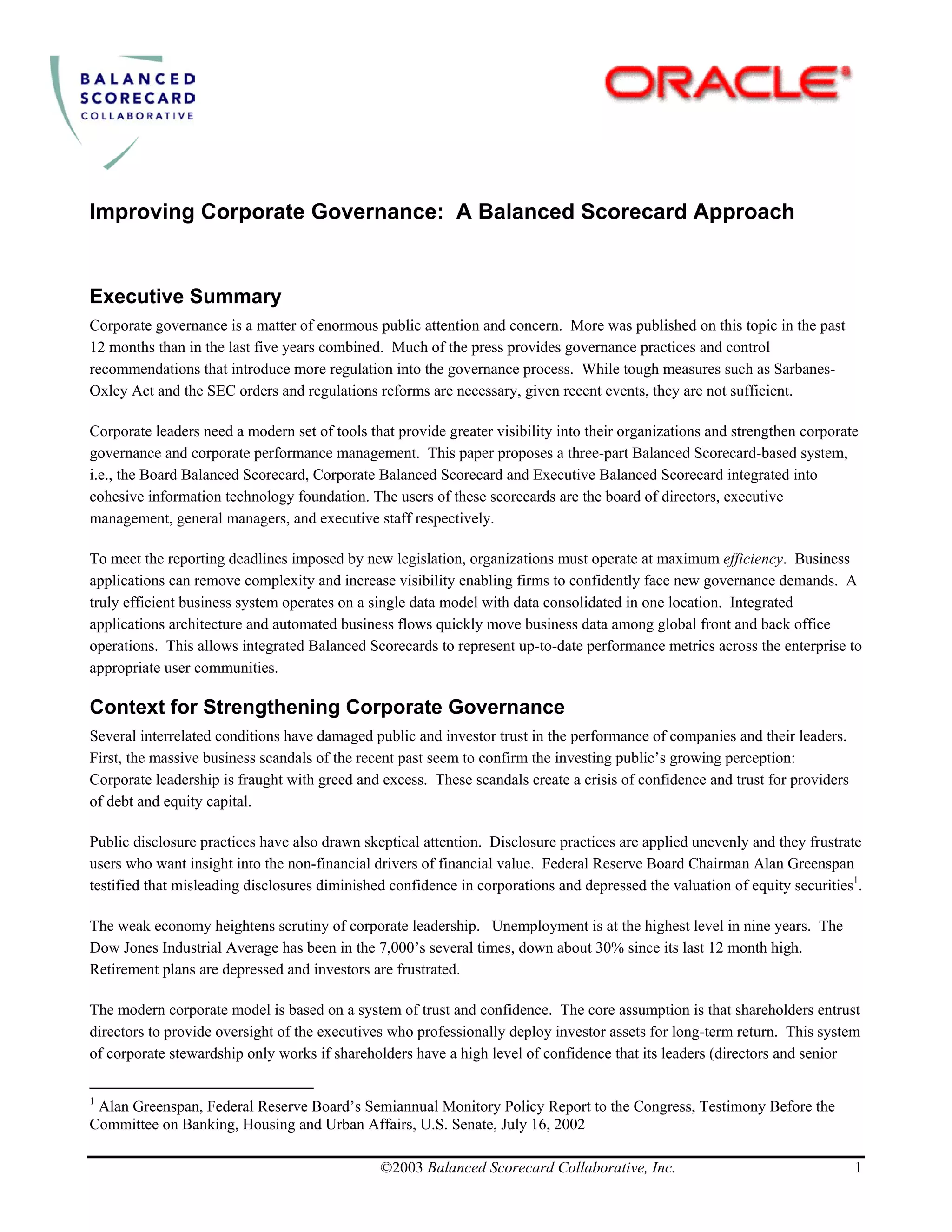 Corporate Governance a Balanced Scorecard approach with KPIs between ...