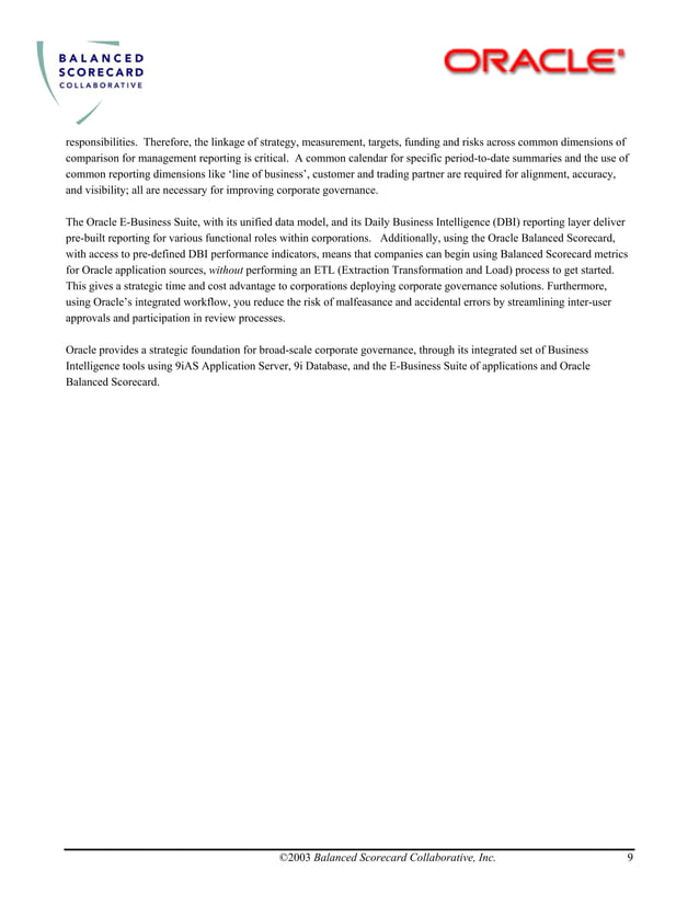 Corporate Governance a Balanced Scorecard approach with KPIs between ...