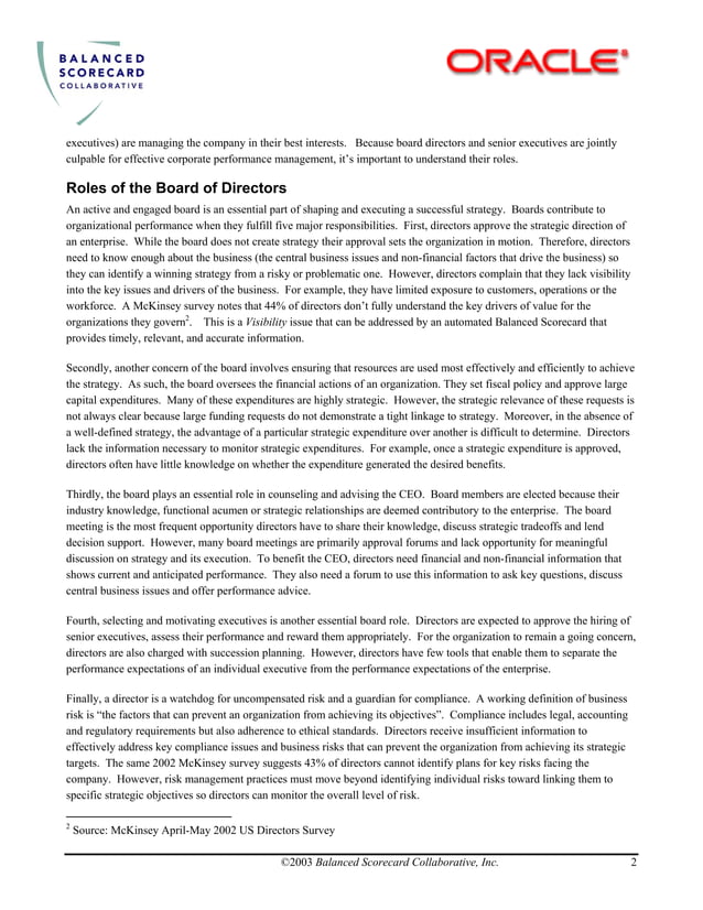 Corporate Governance a Balanced Scorecard approach with KPIs between ...