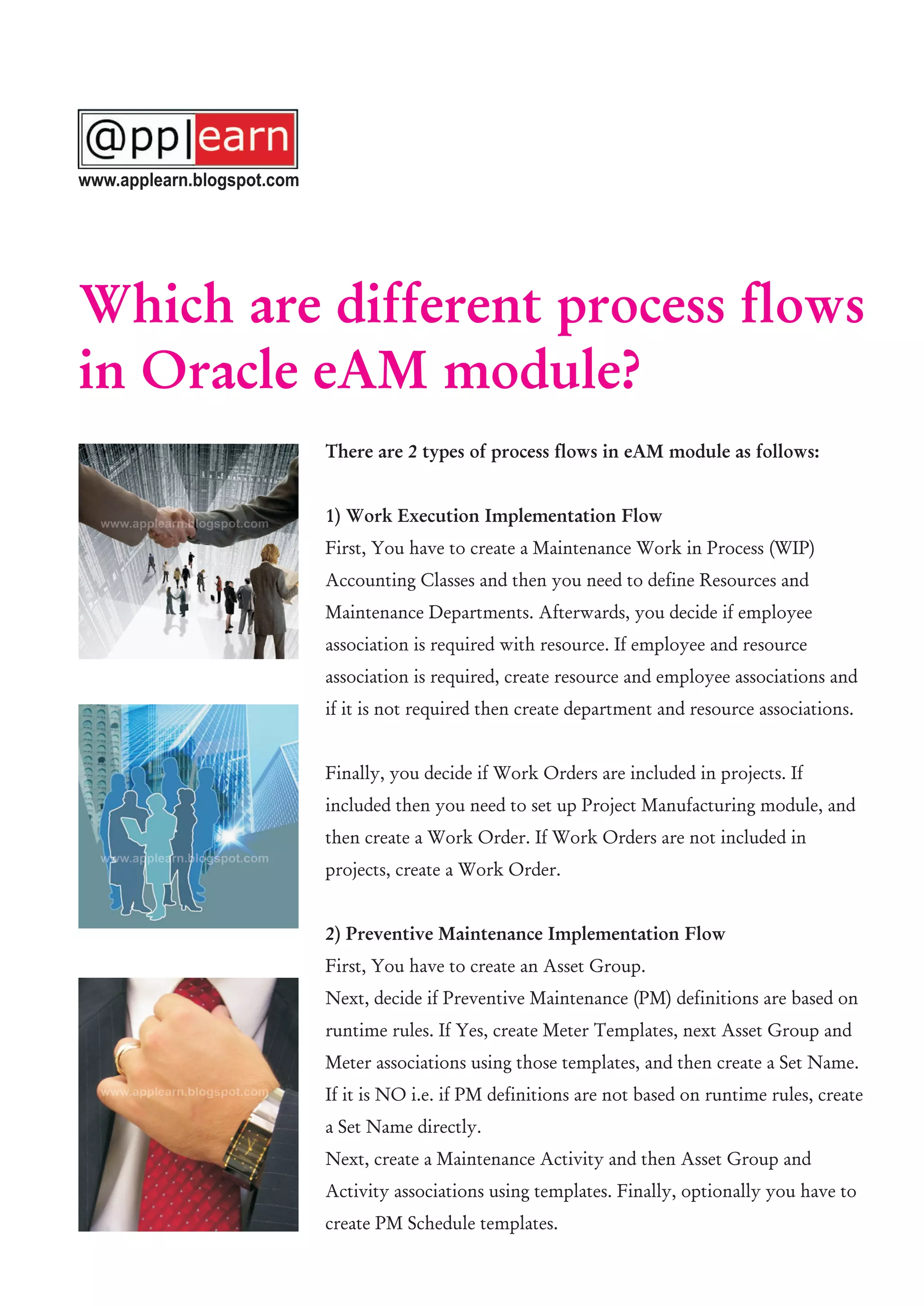 Oracle Eam Different Process Flows In Oracle Eam | PDF