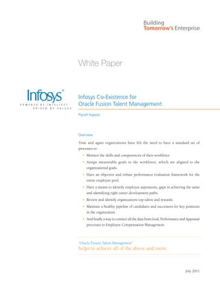 Infosys Co-Existence for Oracle Fusion Talent Management | PDF