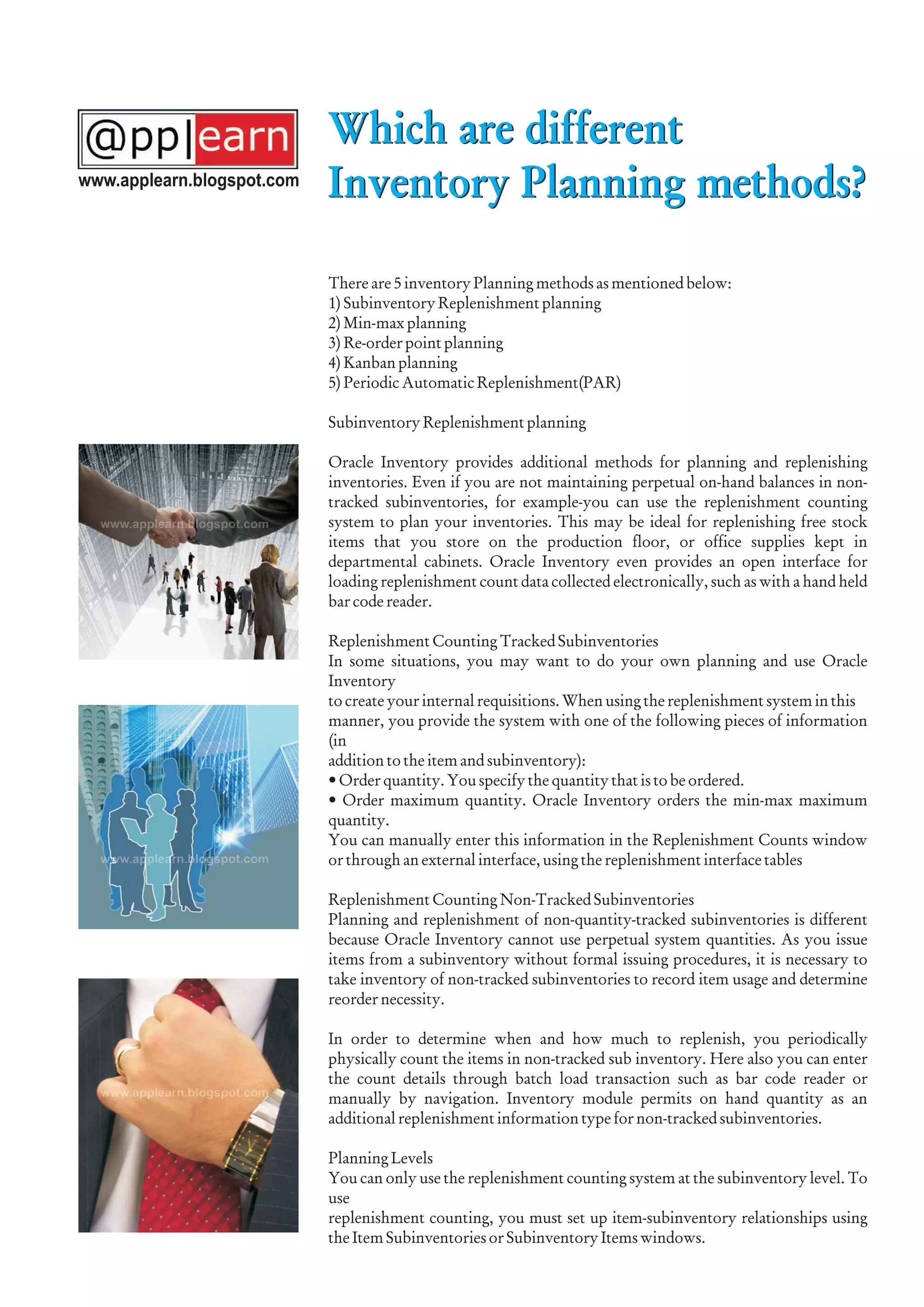 Oracle Inventory Inventory Planning Methods | PDF