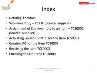 Oracle Inventory - Working with Stock Locator | PPT