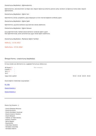 Oracle kursu-beylikduzu | PDF