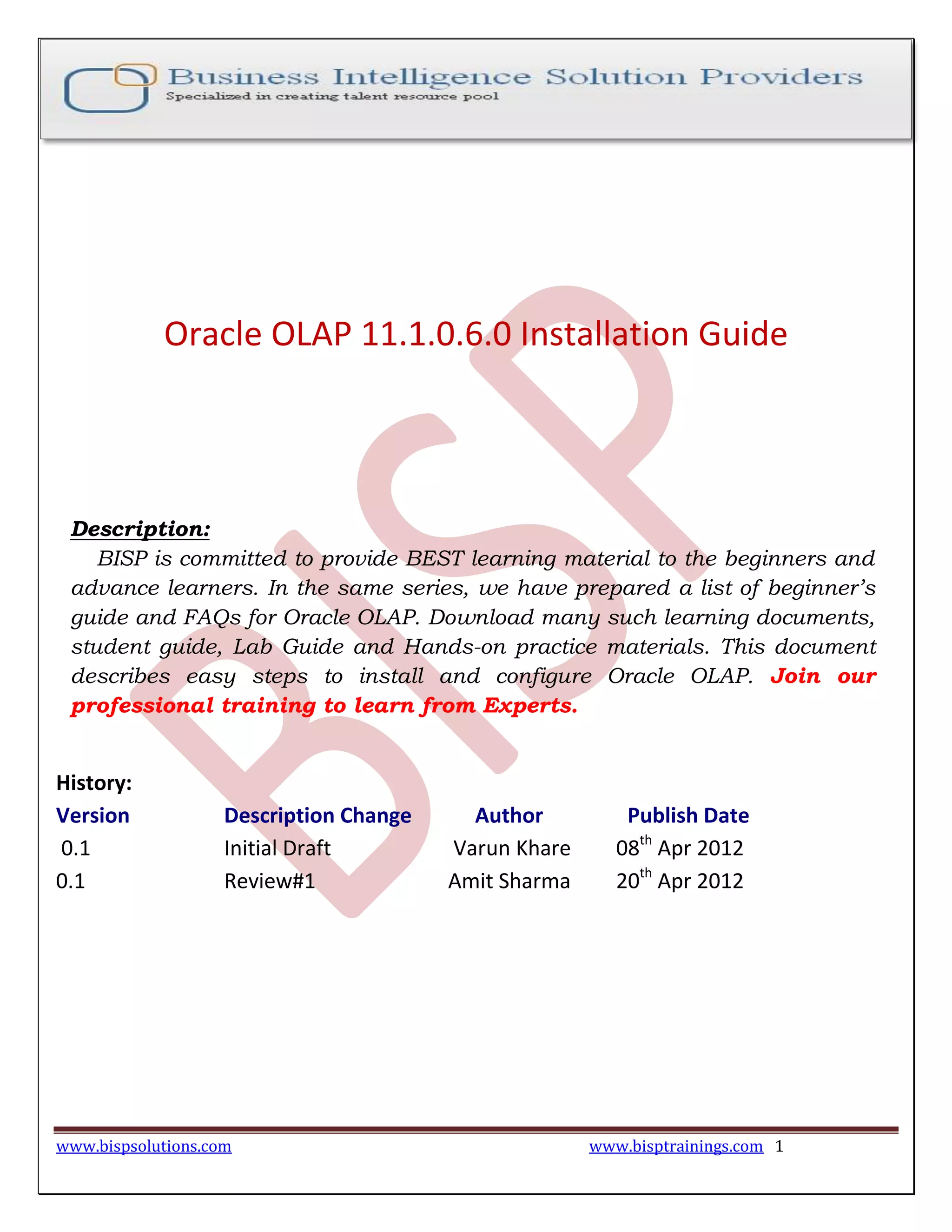 Oracle olap-installation | PDF