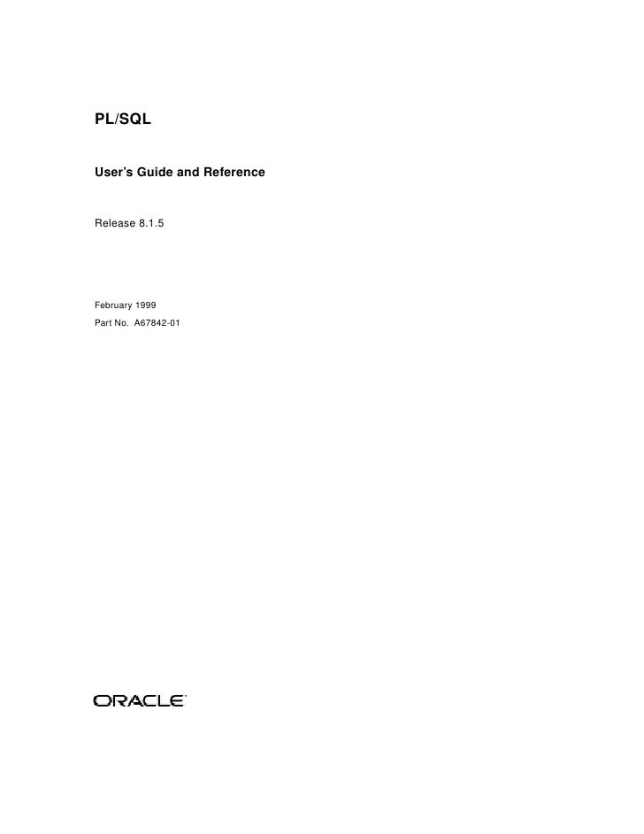 Oracle Pl Sql Users Guide And Reference