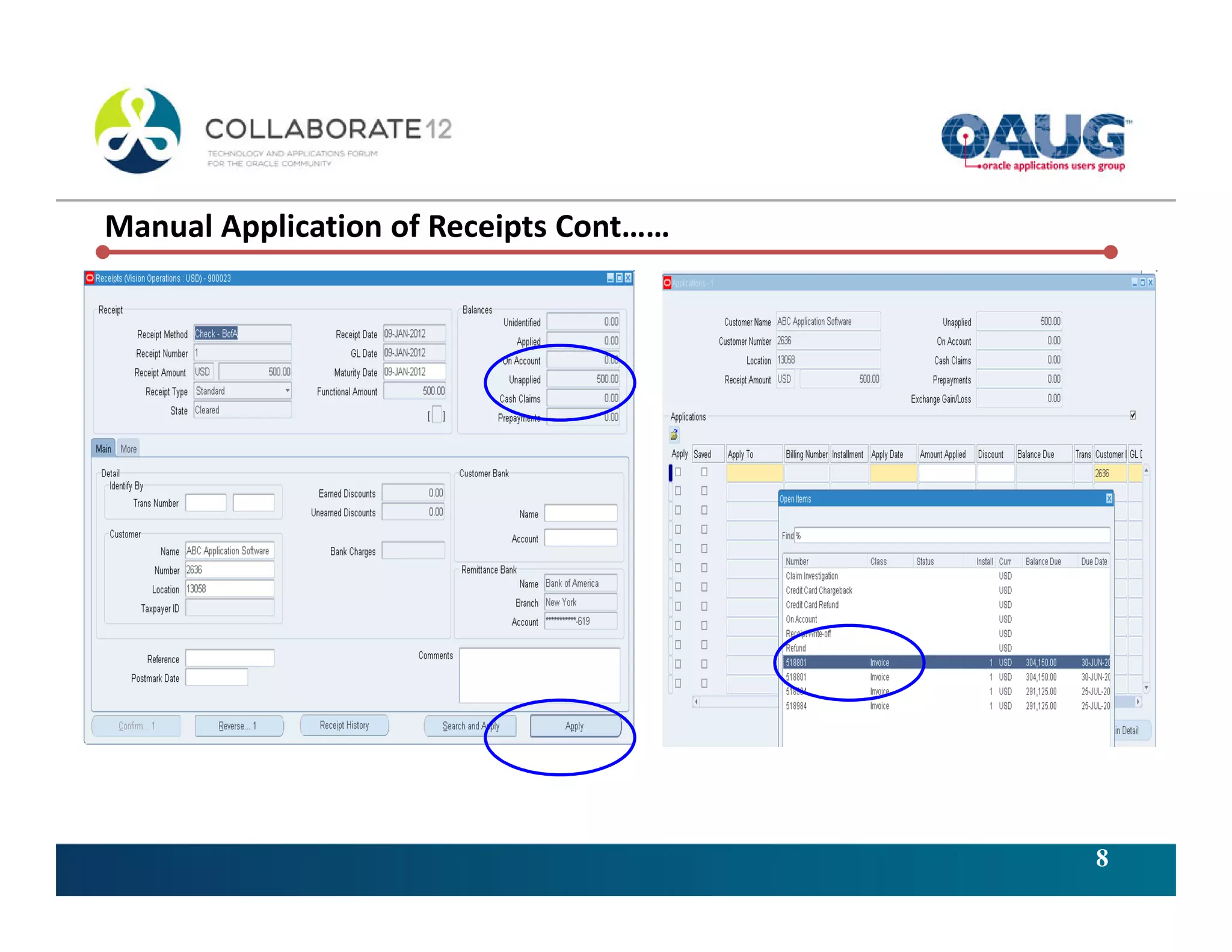 Efficiently handling Applications of Customer Receipts in Oracle ...