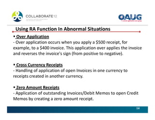 Efficiently handling Applications of Customer Receipts in Oracle ...