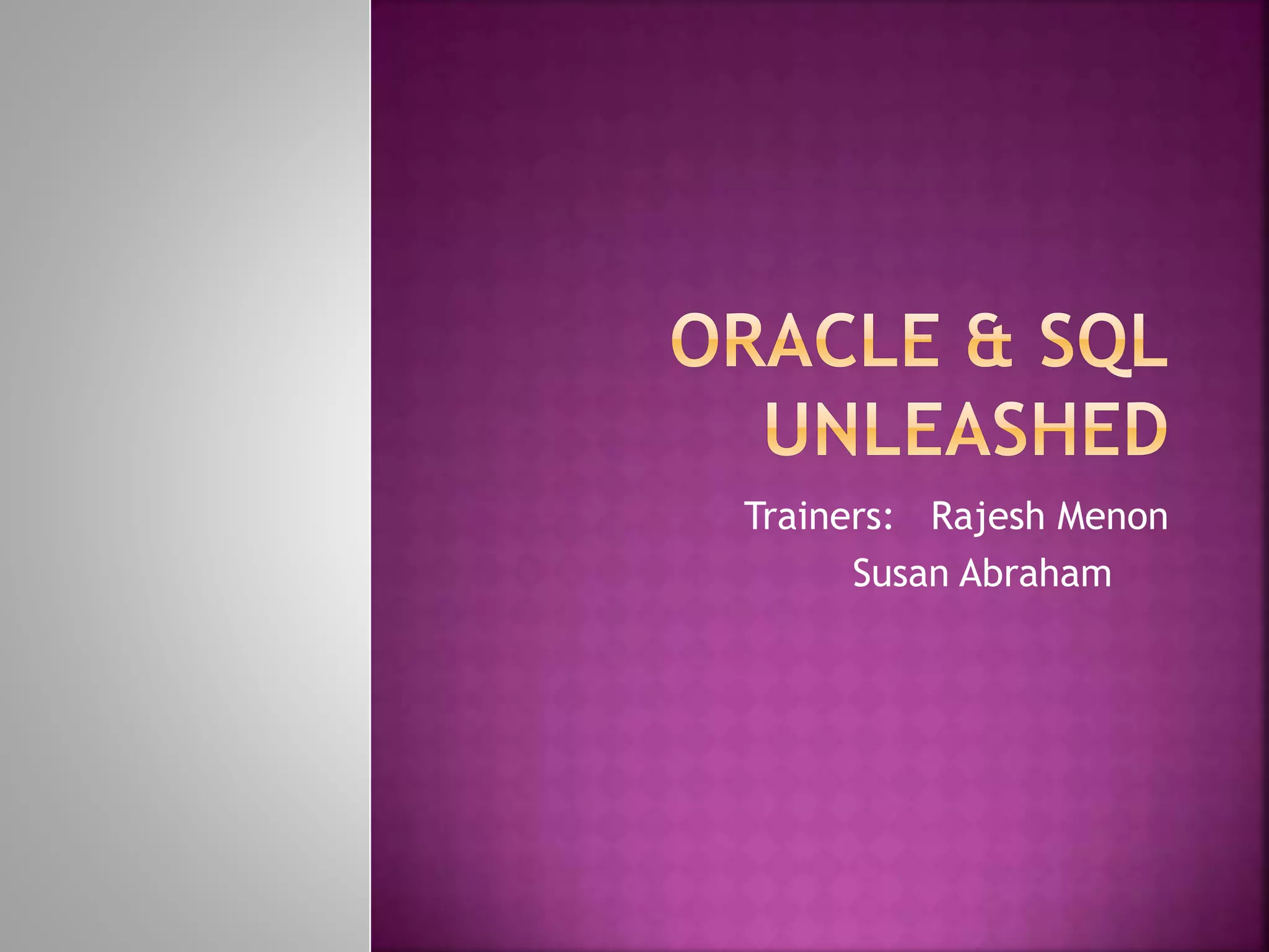 Oracle sql unleashed | PPT Oracle sql unleashed | PPT