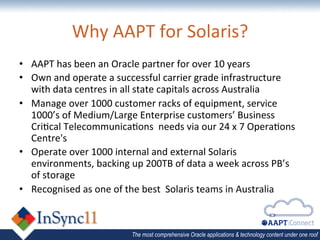 Oracle Systems _ David Yuile _ Solaris as a service for Oracle Applications at AAPT.pdf