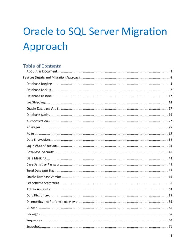 Oracle To Sql Server Migration Approach Docx Databases Computer Software And Applications