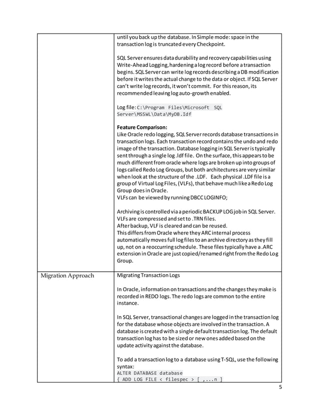 Oracle To Sql Server Migration Approach Docx Databases Computer Software And Applications