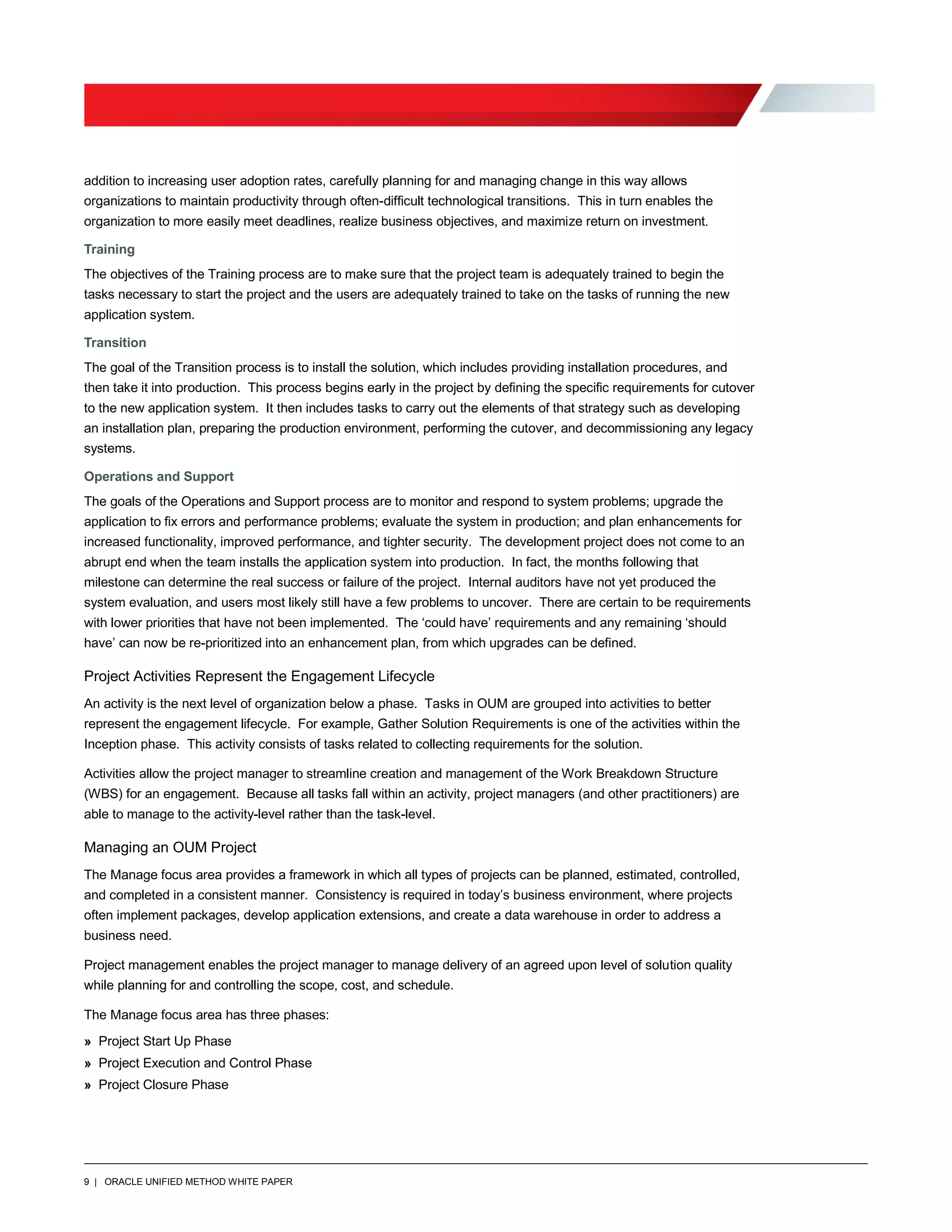 Oracle Unified Method (OUM) | PDF