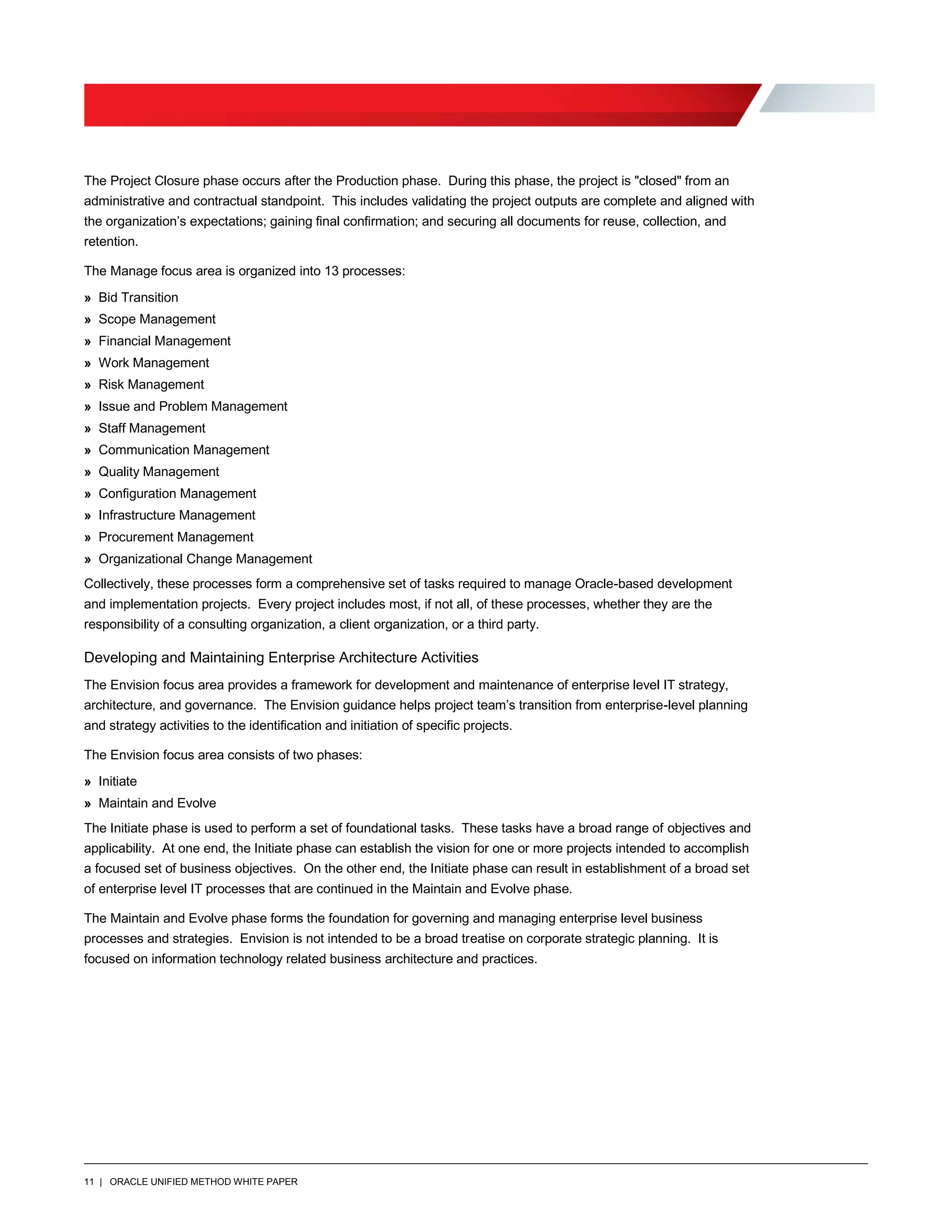 Oracle Unified Method (OUM) | PDF