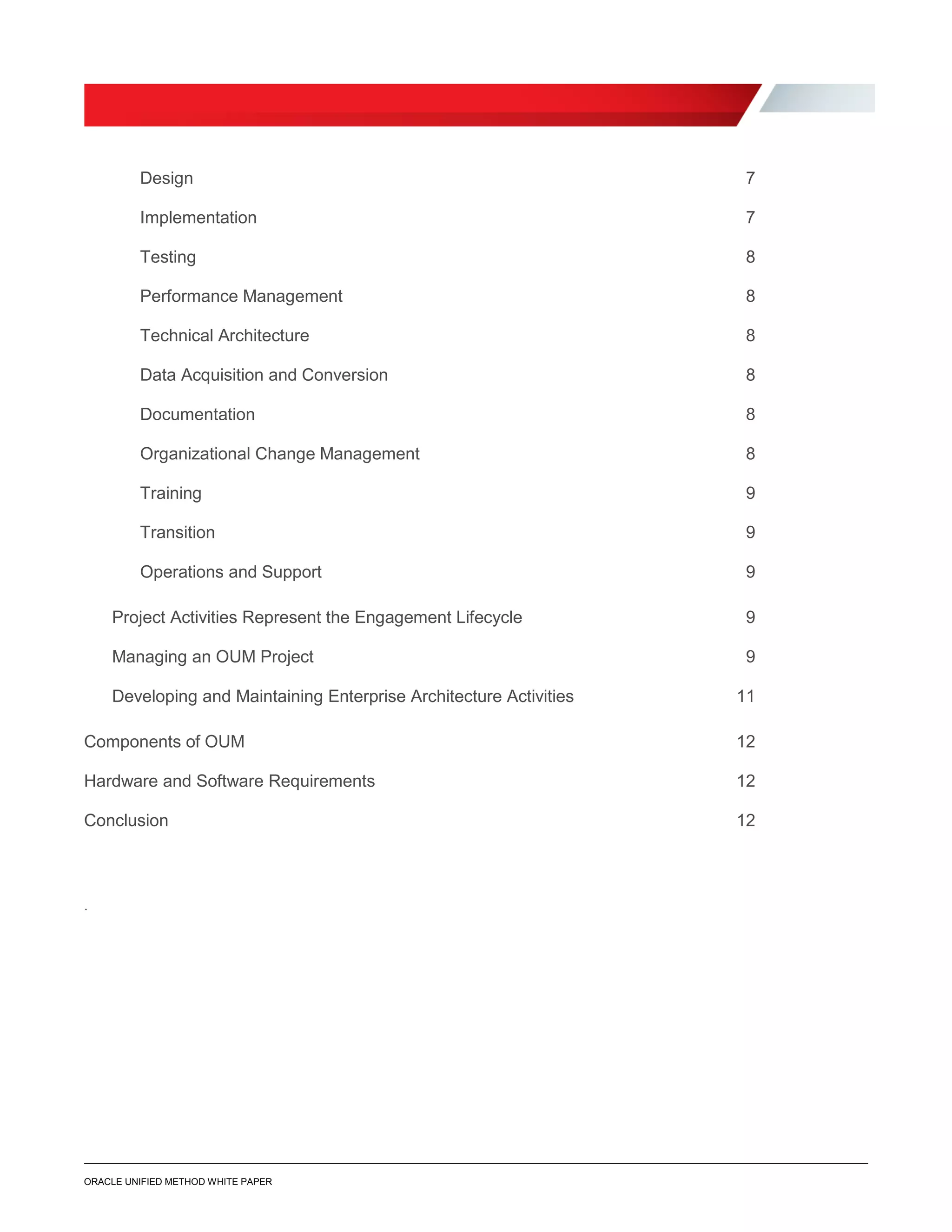 Oracle Unified Method (OUM) | PDF