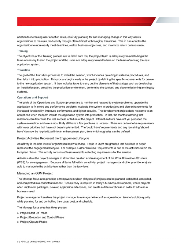 Oracle Unified Method (OUM) | PDF