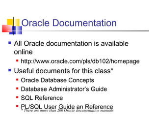 Oracle 10g introduction | PPT | Databases | Computer Software and Applications